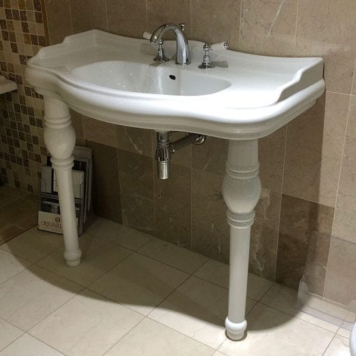 Retro 100cm Console Basin on Ceramic Legs | Old Fashioned Bathrooms