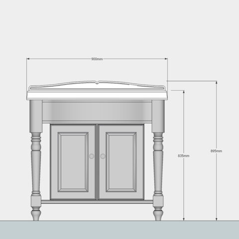 Old England Suffolk Console Basin with Curved Front Vanity Unit
