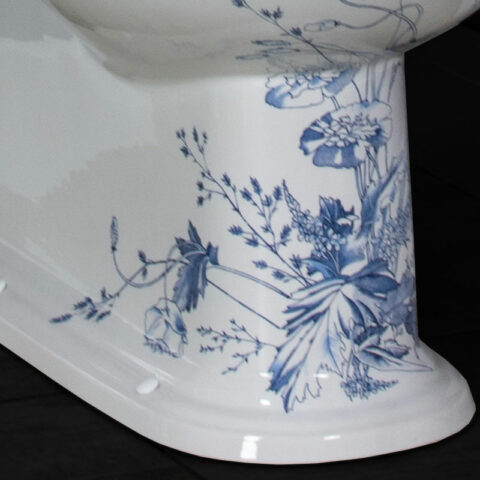 Victorian Blue Floral Close Coupled Toilet | Old Fashioned Bathrooms
